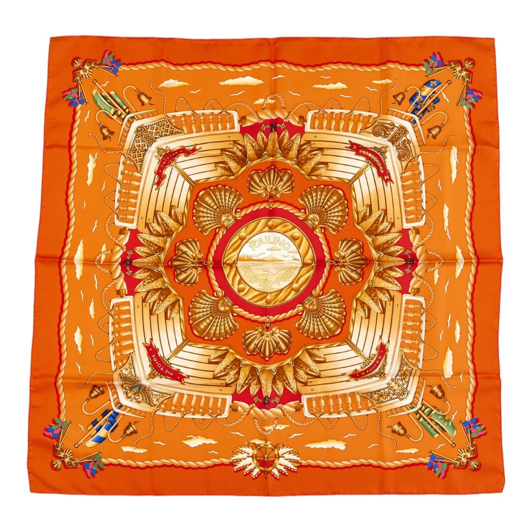 Hermes Silk Scarf Carre 90 "railing" Orange Silk Scarf - Etsy