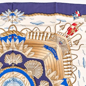 Hermes Scarf 90 railing Blue 100% Silk Scarf 35 - Etsy
