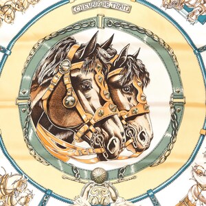 Hermes Scarf 90 chevaix DE Trait Yellow 100% Silk Scarf 35 - Etsy