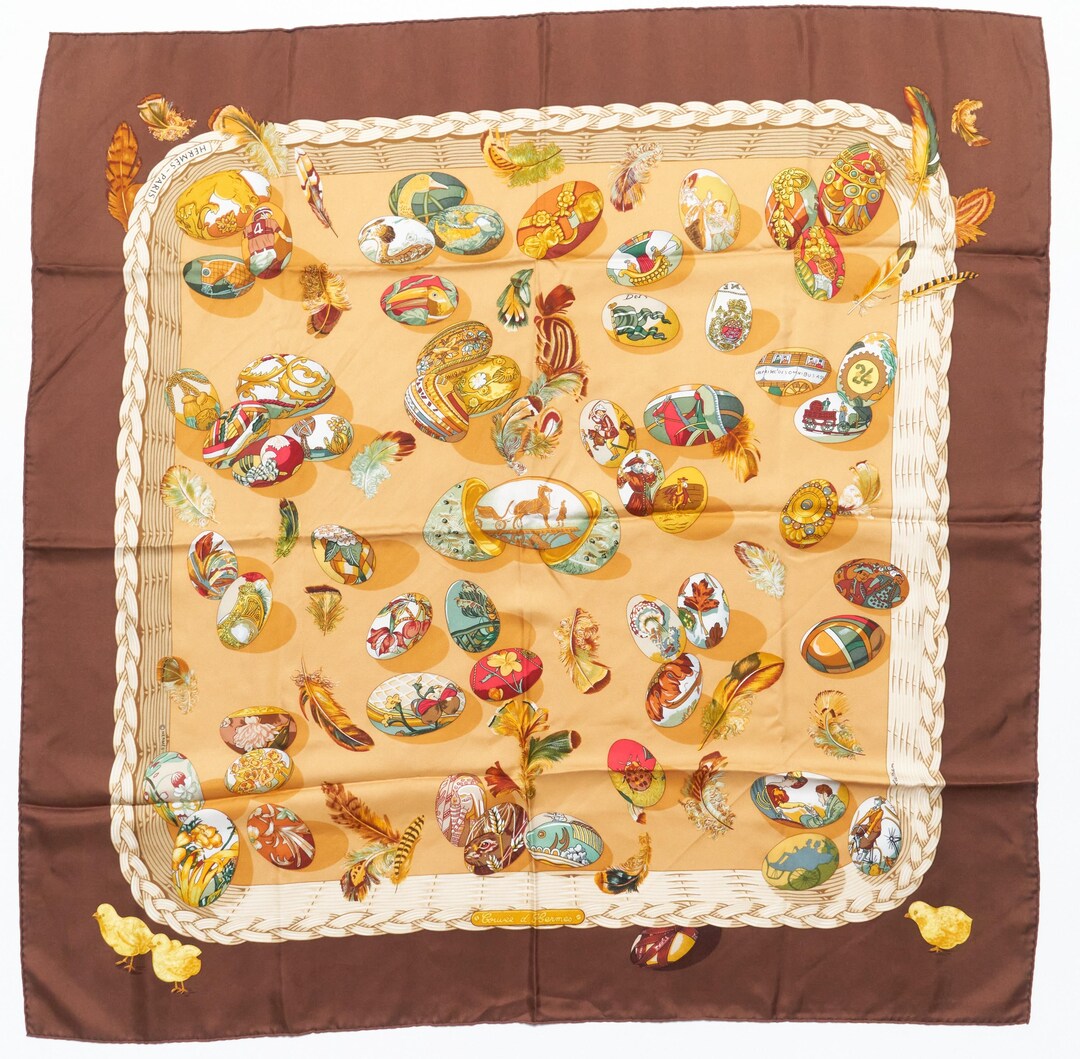 Hermes Scarf 90 couvee D Hermes Brown 100% Silk Scarf 35 - Etsy