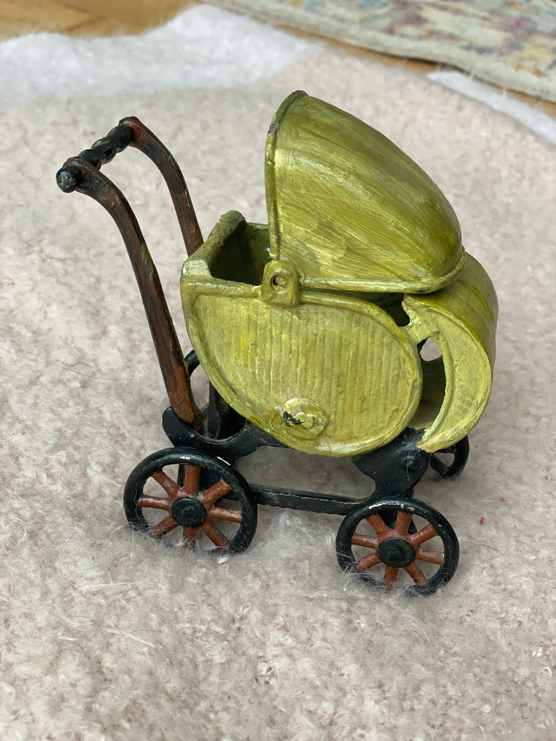 Vintage Kilgore Cast Iron Baby Carriage With Vintage Mini Italian ...