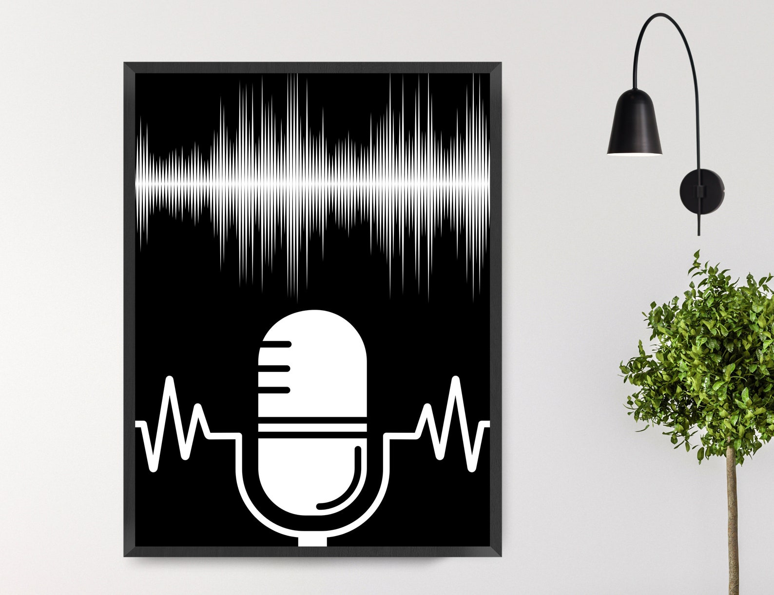 Music Sound Wave and Microphone Mic Wall Art Printable, Singer Youtuber ...