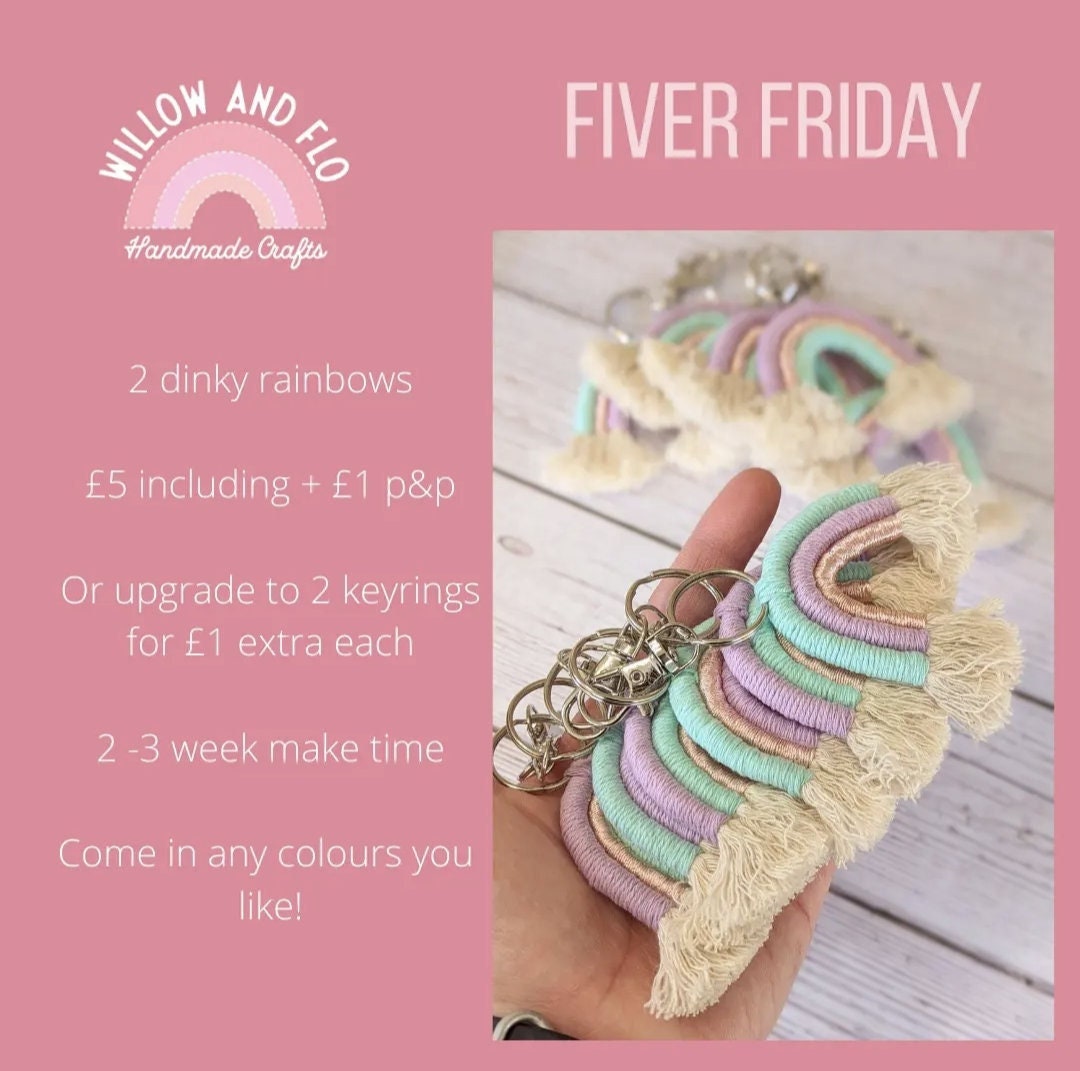 FIVER FRIDAY UPGRADE!!! Two Bespoke Custom Made Dinky Rainbow Keyrings ...