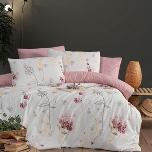 Floral Duvet Cover Set: Fitted Sheet & Pillowcases, Comfort, Stylish, Soft and Durable Bedding ...
