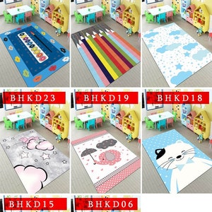 CAT CLOUD PATTERNED Rug for Bedroom, Soft Play Mat, Girls Boys Bedroom ...