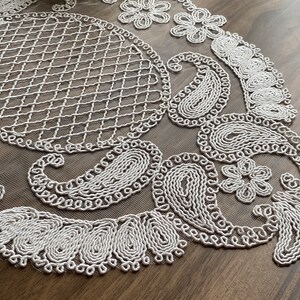 Cream French Lace Doily Placemats, Vintage Velvet Lace Placemats ...
