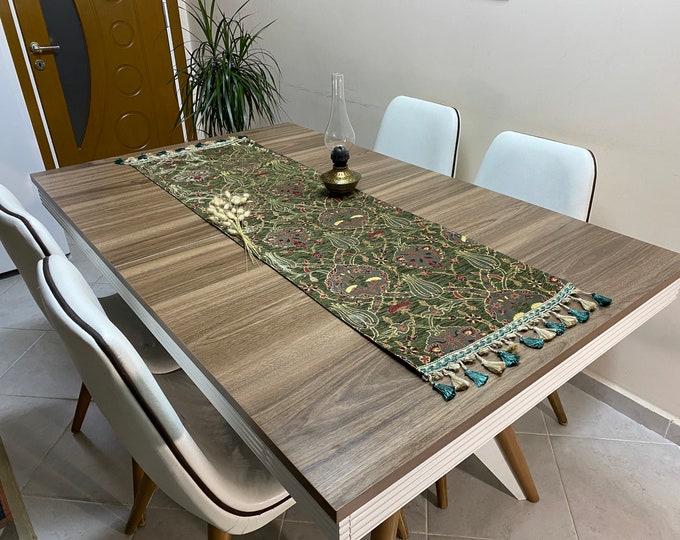 Khaki Turkish Table Cloth Runner Tulip Turkish Oriental Table - Etsy
