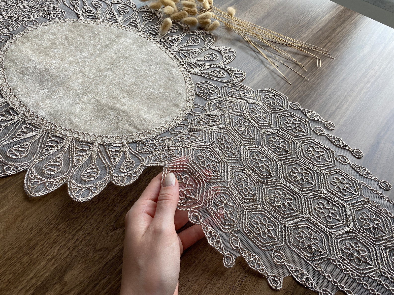 Cappuccino French Lace Table Runner Vintage Style French - Etsy