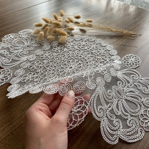 Cream French Lace Doily Placemats, Vintage Velvet Lace Placemats ...