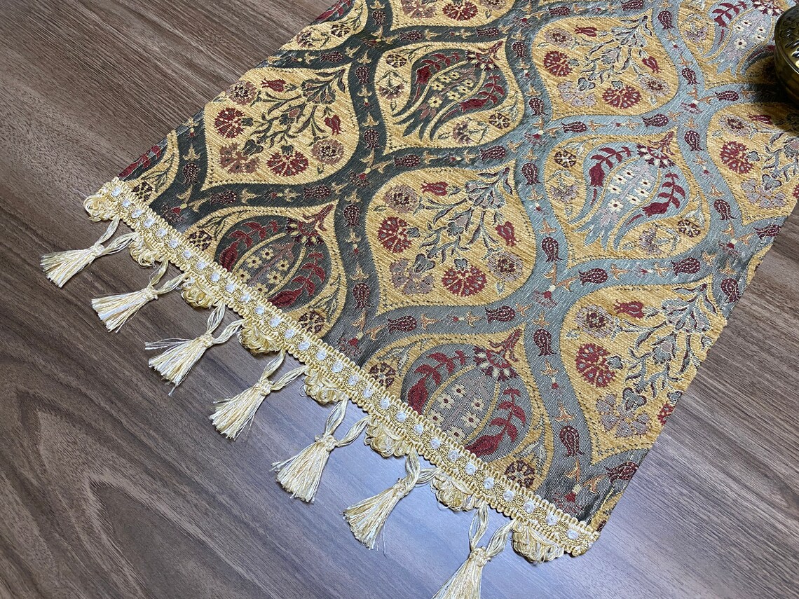 Mustard Tulip Pattern Turkish Coffee Table Cloth Runner - Etsy