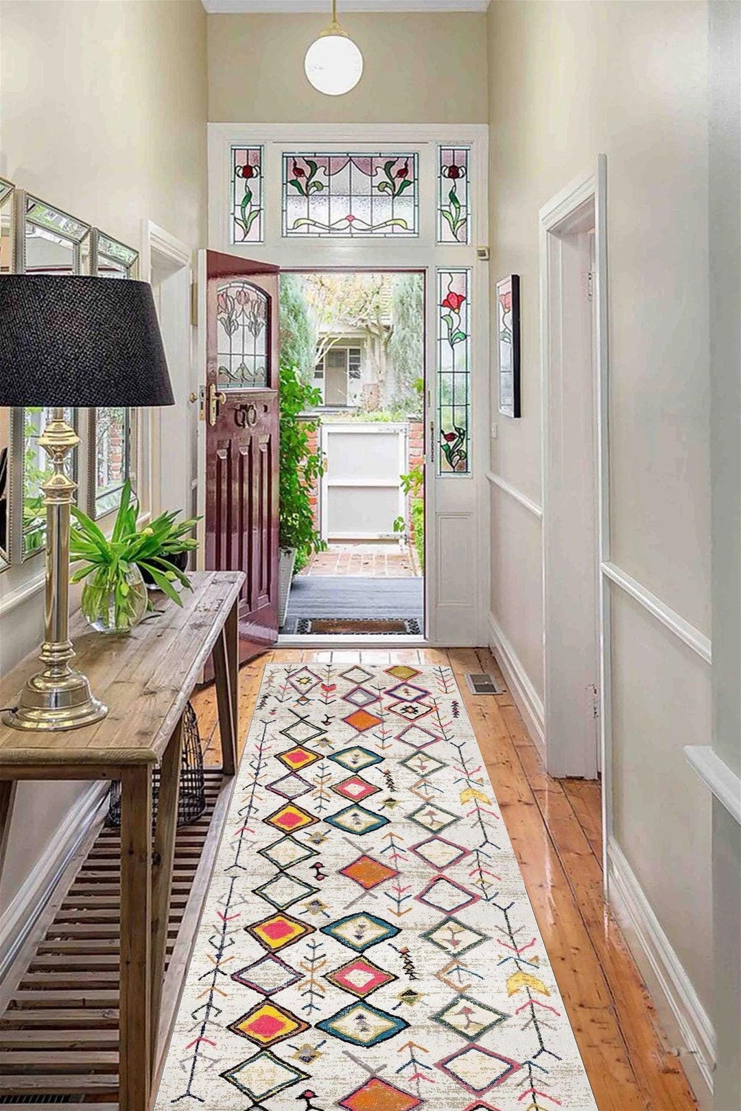 Custom Size Non-slip Runner: Colorful Bohemian Design, Machine Washable ...