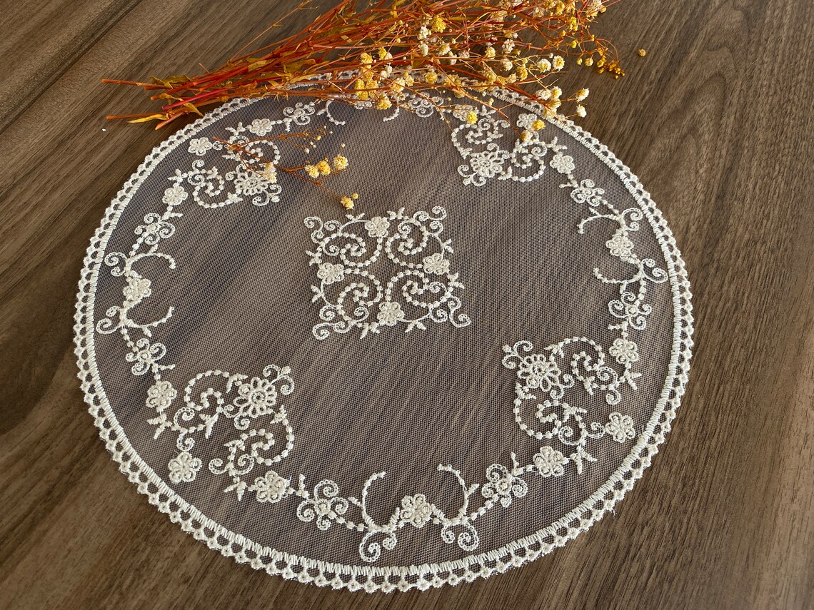 Cream French Lace Round Table Mat Lace Doily Doily - Etsy