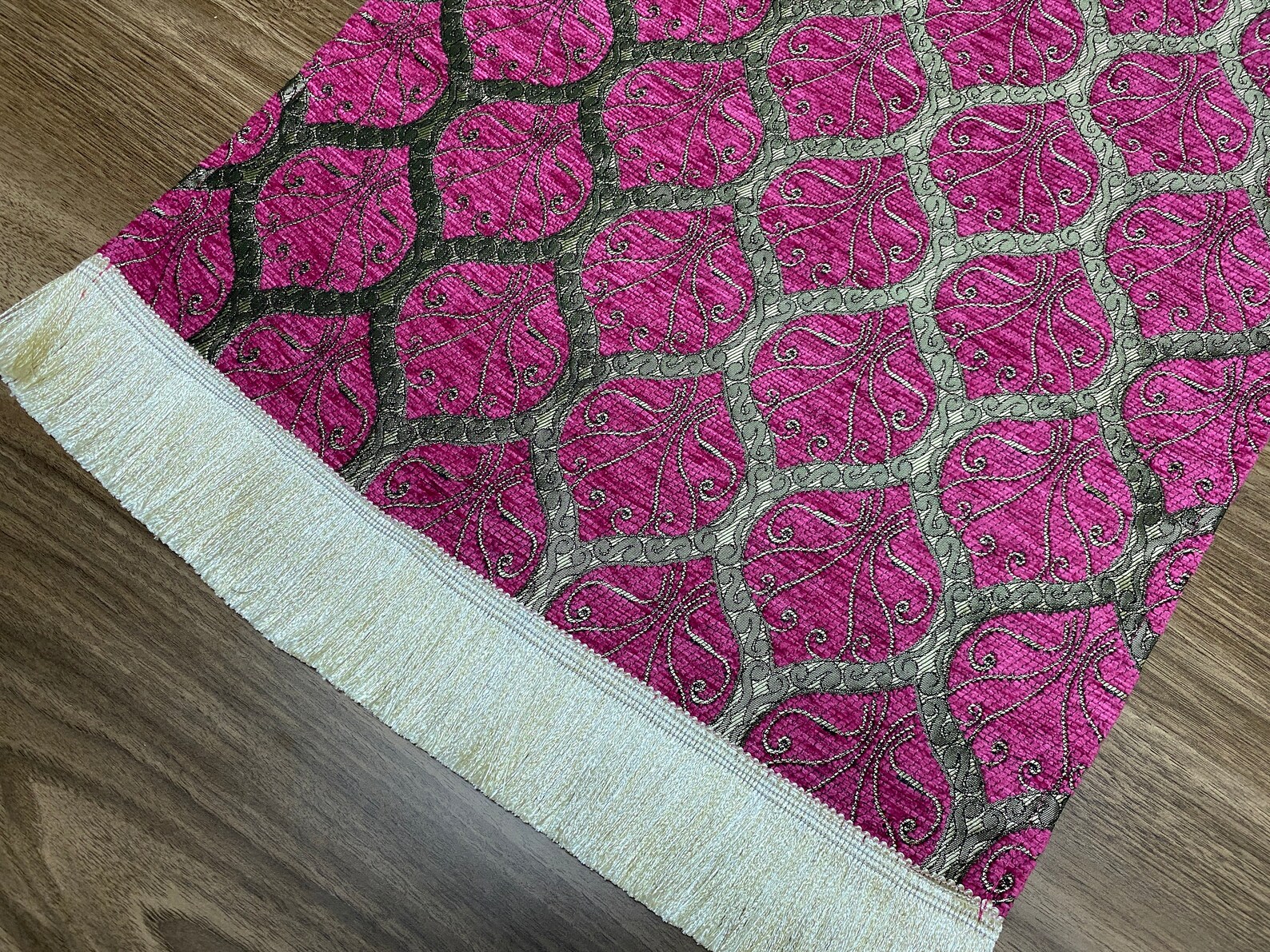 Fuchsia Peacock Tail Pattern Turkish Table Runner Short Boho | Etsy