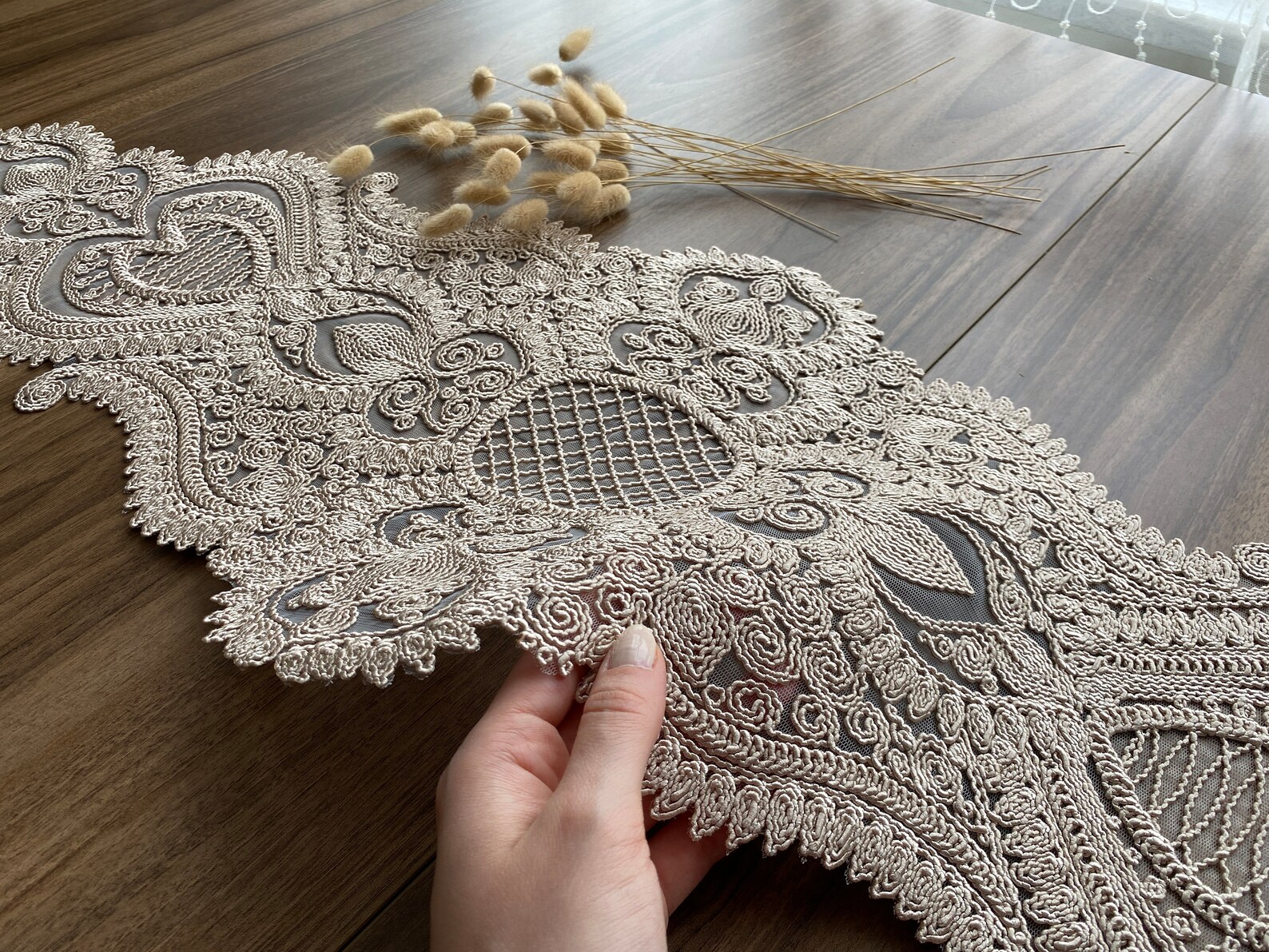 Cappuccino French Lace Table Runner, Vintage Style French Shabby Chic ...