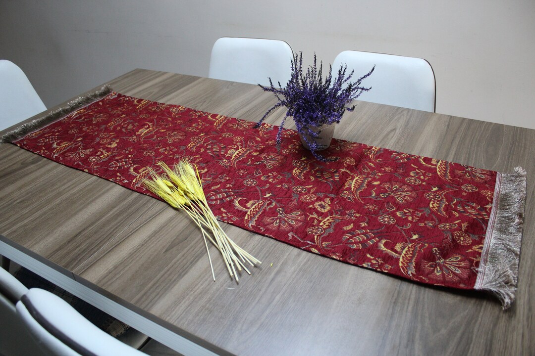 Burgundy Turkish Table Cloth Runner, Boho Table Runner for Wedding ...