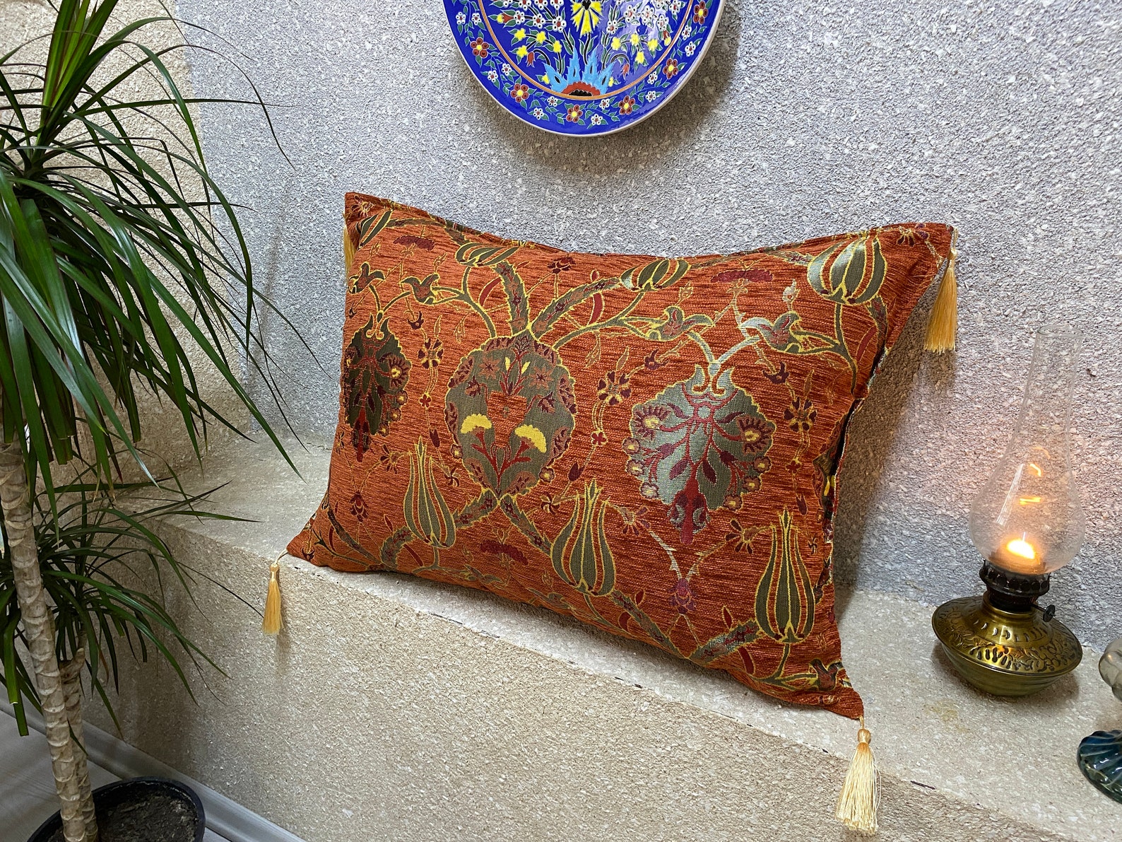 SET OF 2 Turkish Cushion Covers, Terracotta Oriental Pillow Case ...