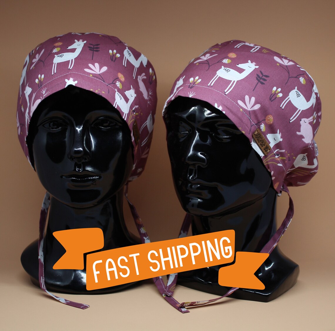 Deer Scrub Hat, Magenta Surgical Cap, Surgical Scrub Hat, Bouffant ...