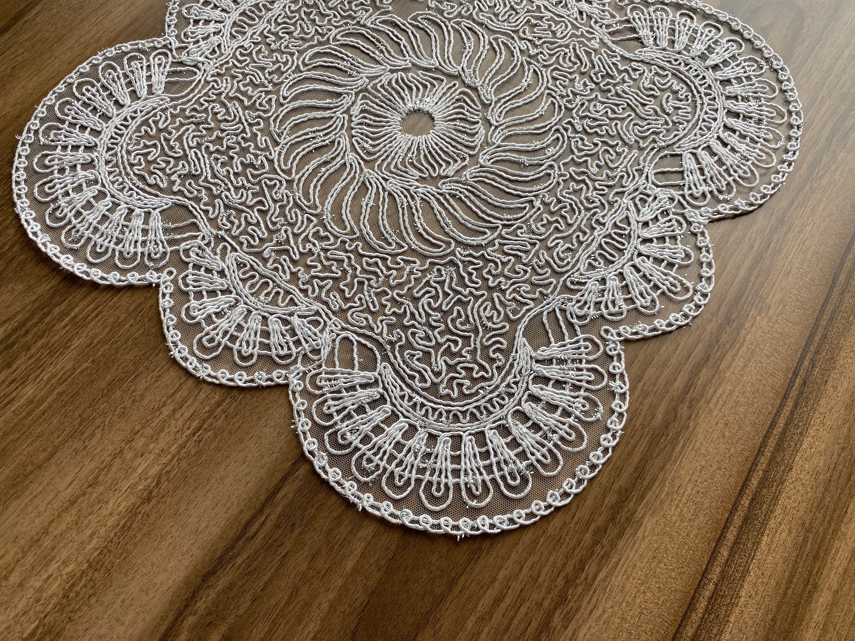 Shimmered French Lace Doily Placemats, Vintage Velvet Lace Placemats ...