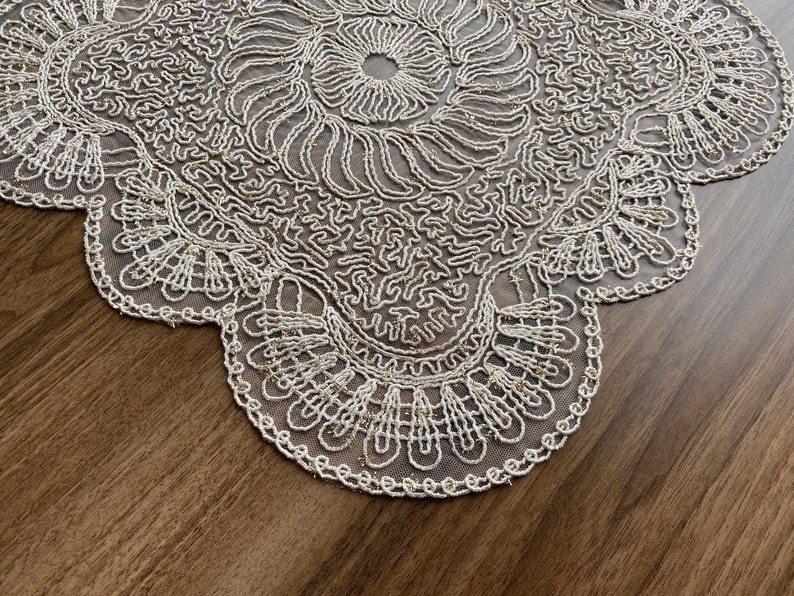Cream French Lace Doily Placemats, Vintage Velvet Lace Placemats ...