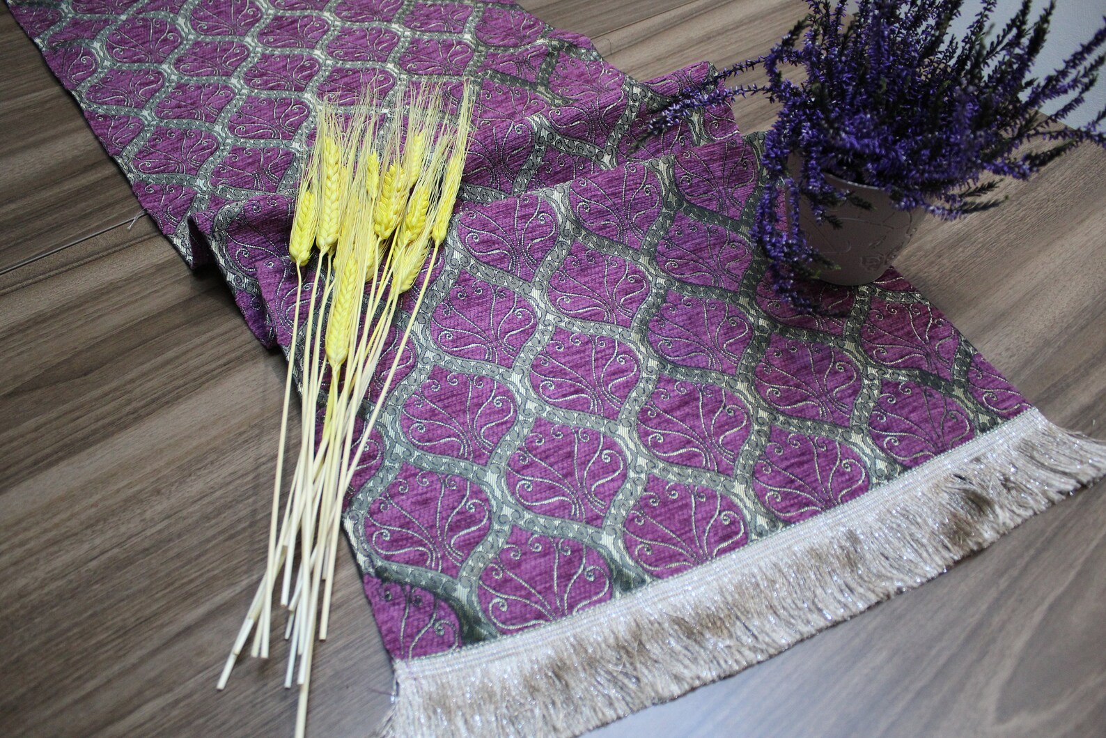 Lilac Turkish Table Cloth Runner Chenille Table Runner For | Etsy