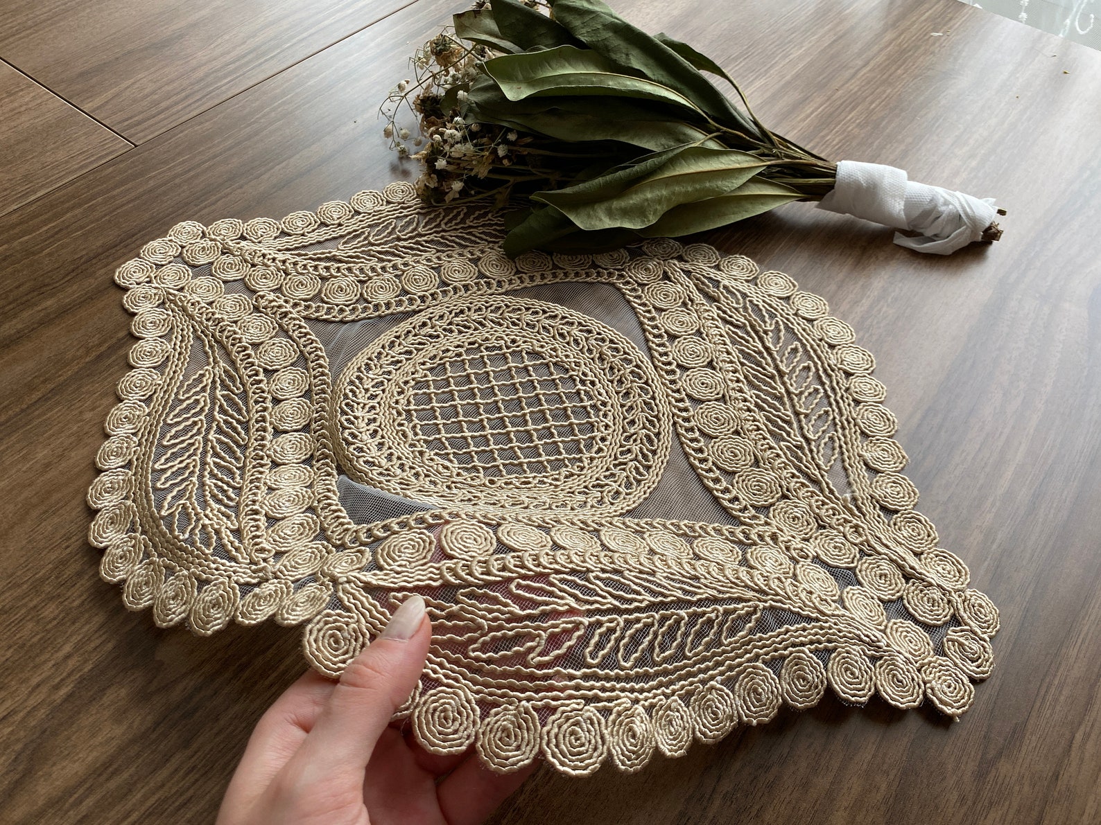Cappuccino French Lace Doily Placemats,vintage Velvet Lace Placemats ...