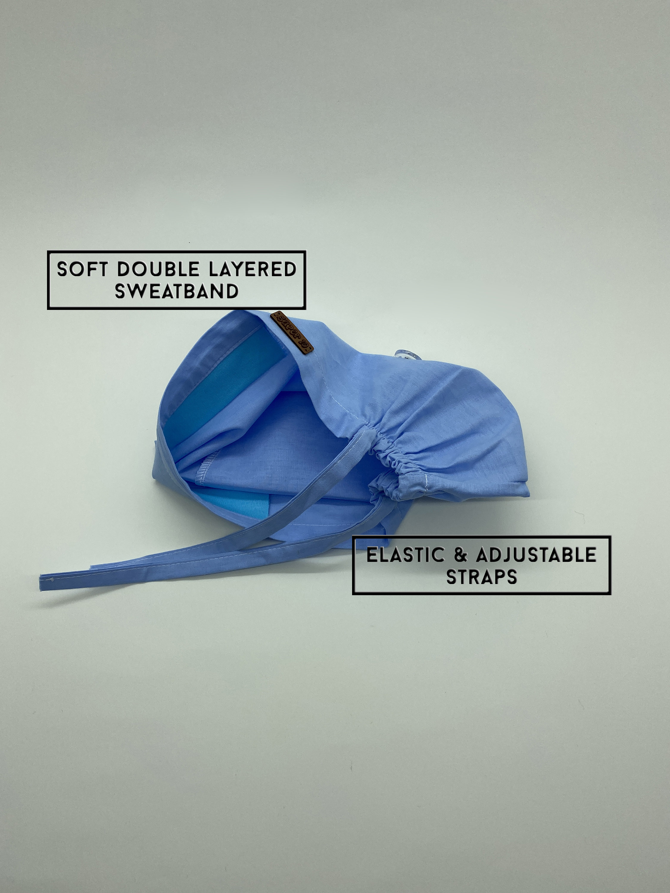 Blue Surgical Scrub Cap With Ear Saver Buttons, Chemo Caps Unisex, Men ...