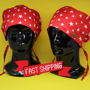 Red Unisex Surgical Scrub Cap With Buttons, Scrub Cap Hat, Surgical Cap ...