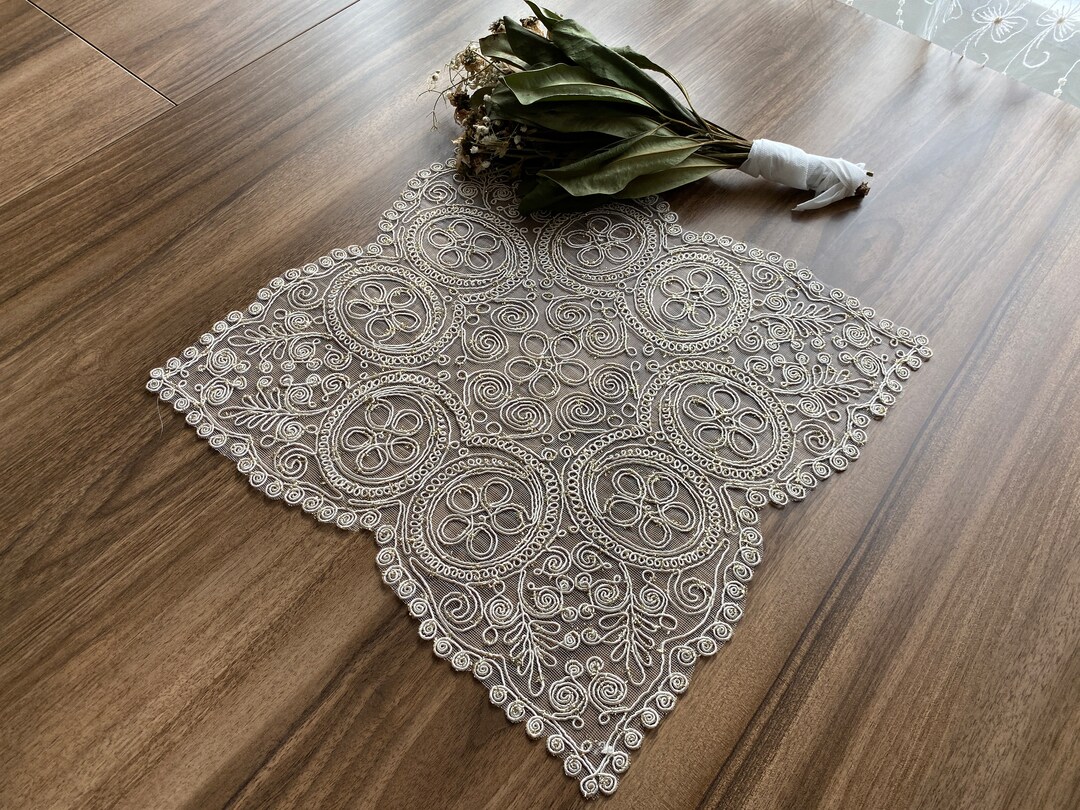 Cream French Lace Doily Square Placemats, Vintage Lace Placemats ...
