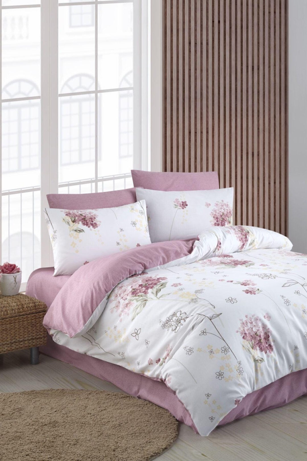 Floral Duvet Cover Set: Fitted Sheet & Pillowcases, Comfort, Stylish, Soft and Durable Bedding ...