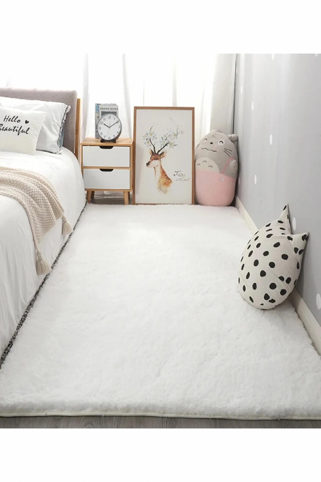 Fluffy White Shag Rug – Soft Plush Area Carpet for Bedroom - Living ...