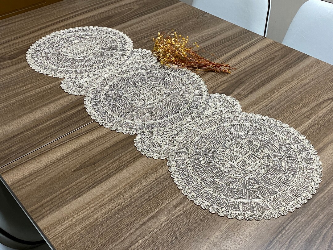 Gold French Lace Table Runner, Vintage Style French Lace Runner for ...