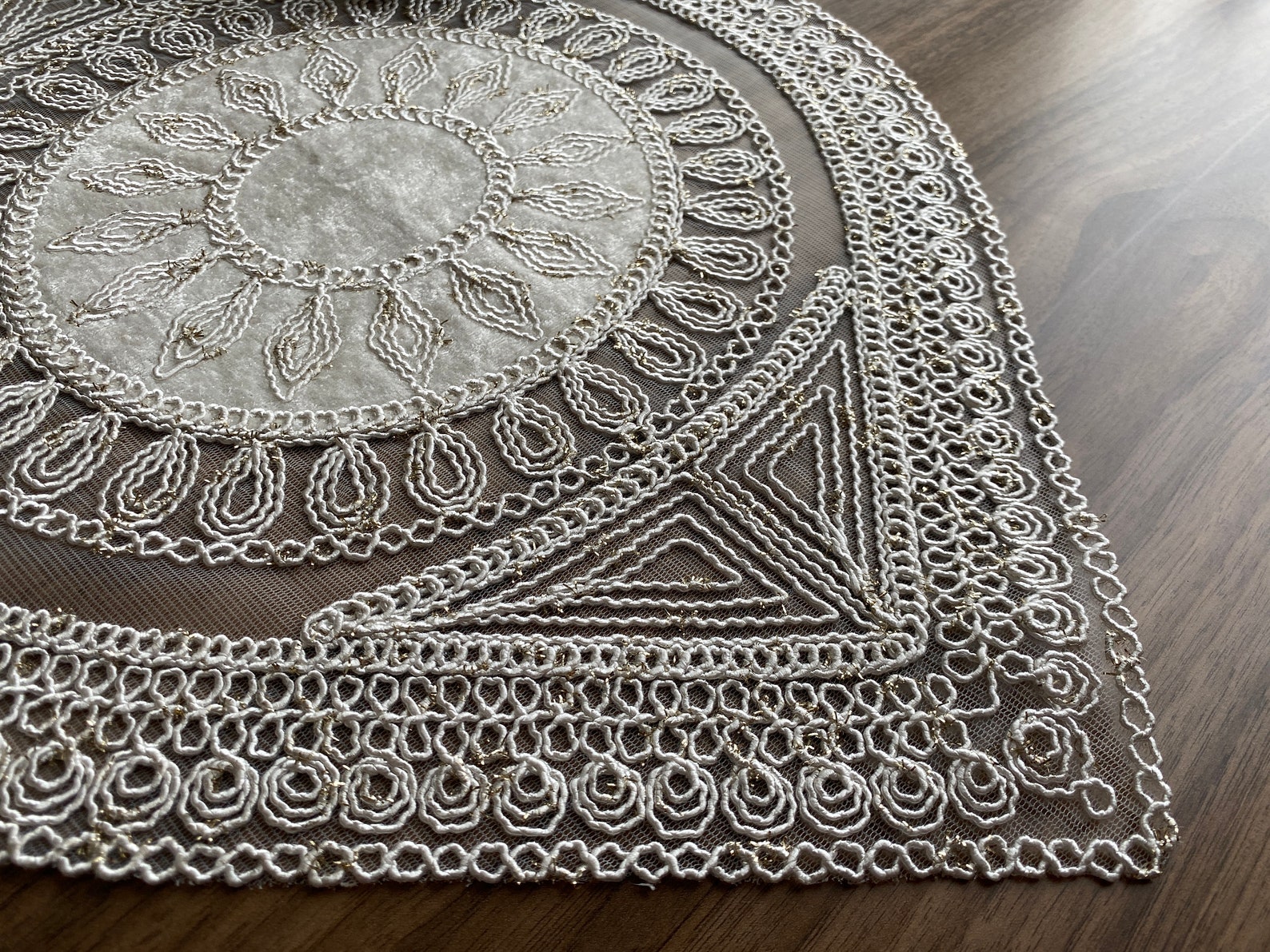 Cream French Lace Doily Placemats, Vintage Velvet Lace Placemats ...