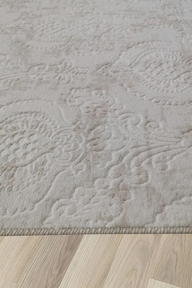 Custom Size Runner Rug: Cream Farmhouse Style, Machine Washable ...