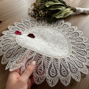 Cream French Lace Doily Placemats, Vintage Velvet Lace Placemats ...