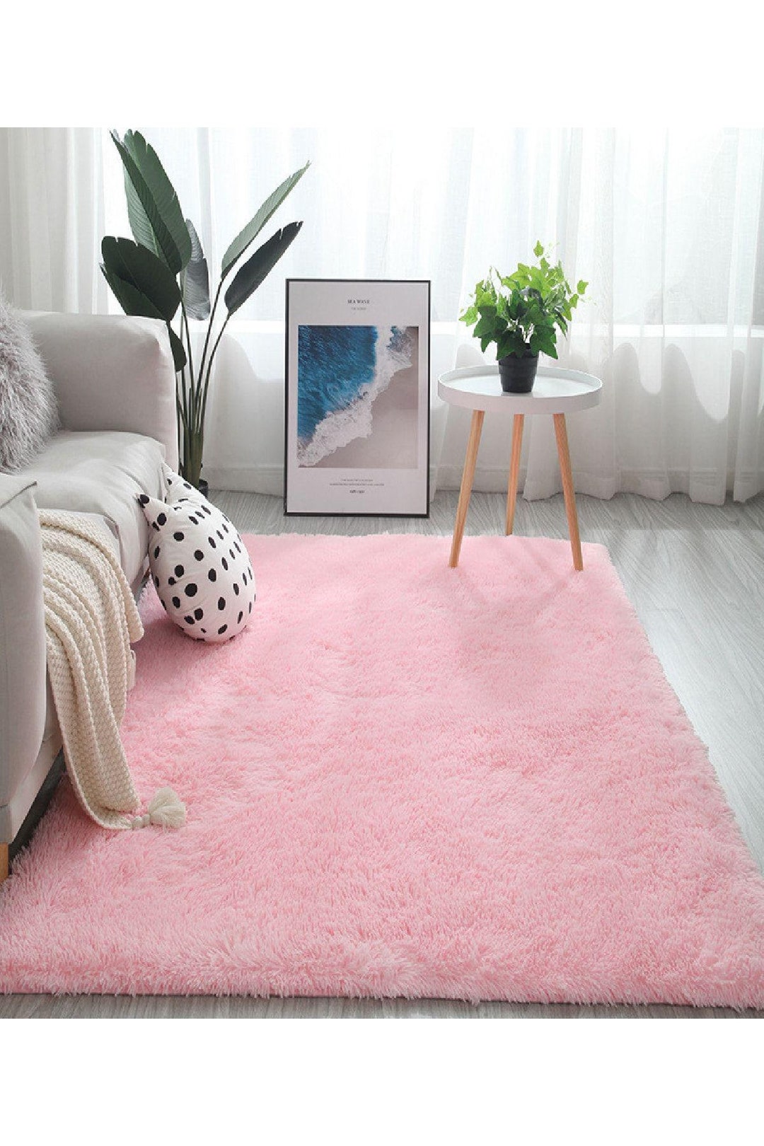 Luxury Fluffy Pink Shag Rug: Plush Area Rug for Bedroom, Cozy Floor ...