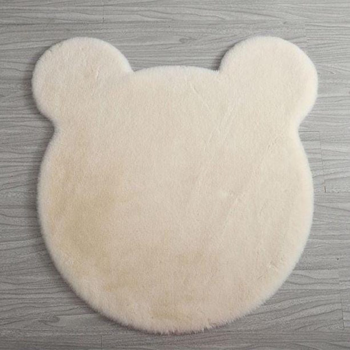 Soft Ivory Bear Rug for Child’s Room, Animal Shaped Plush Carpet, Anti ...