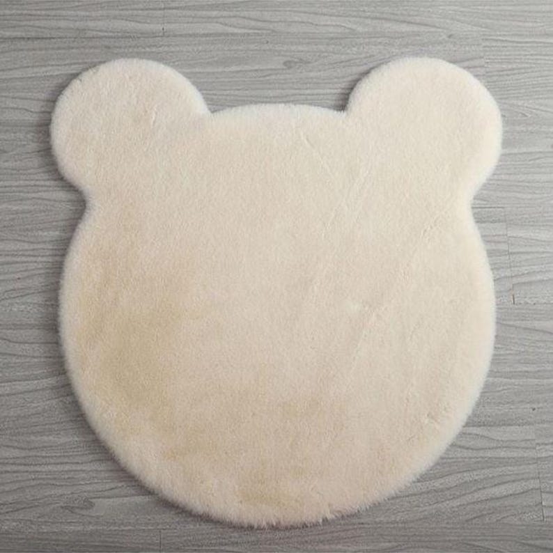 Soft Ivory Bear Rug for Child’s Room, Animal Shaped Plush Carpet, Anti ...