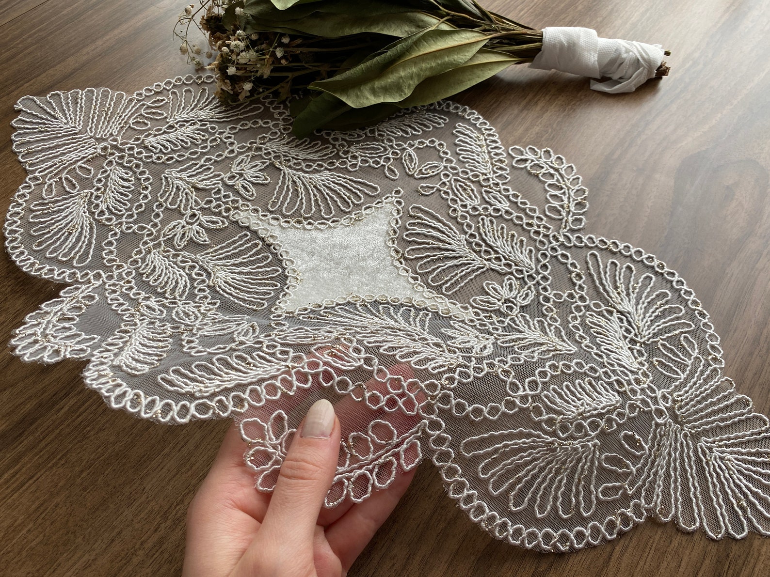 Cream French Lace Doily Placemats, Vintage Velvet Lace Placemats ...