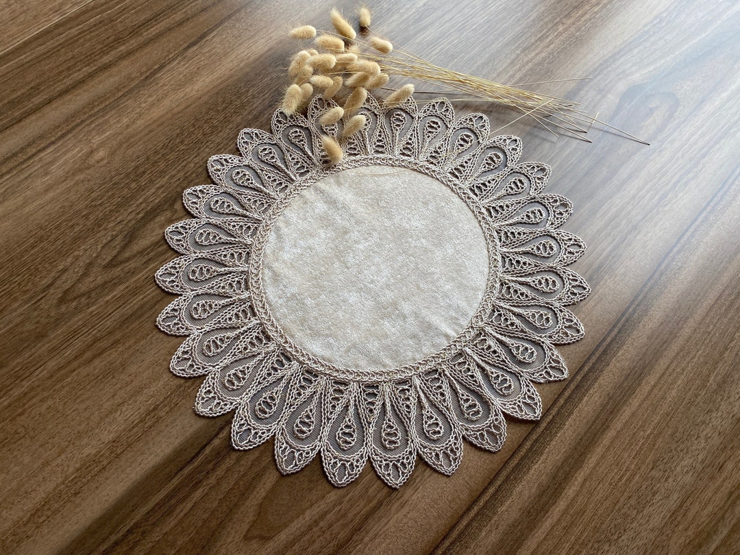 Cappuccino French Lace Doily Placemats, Vintage Velvet Lace Placemats ...