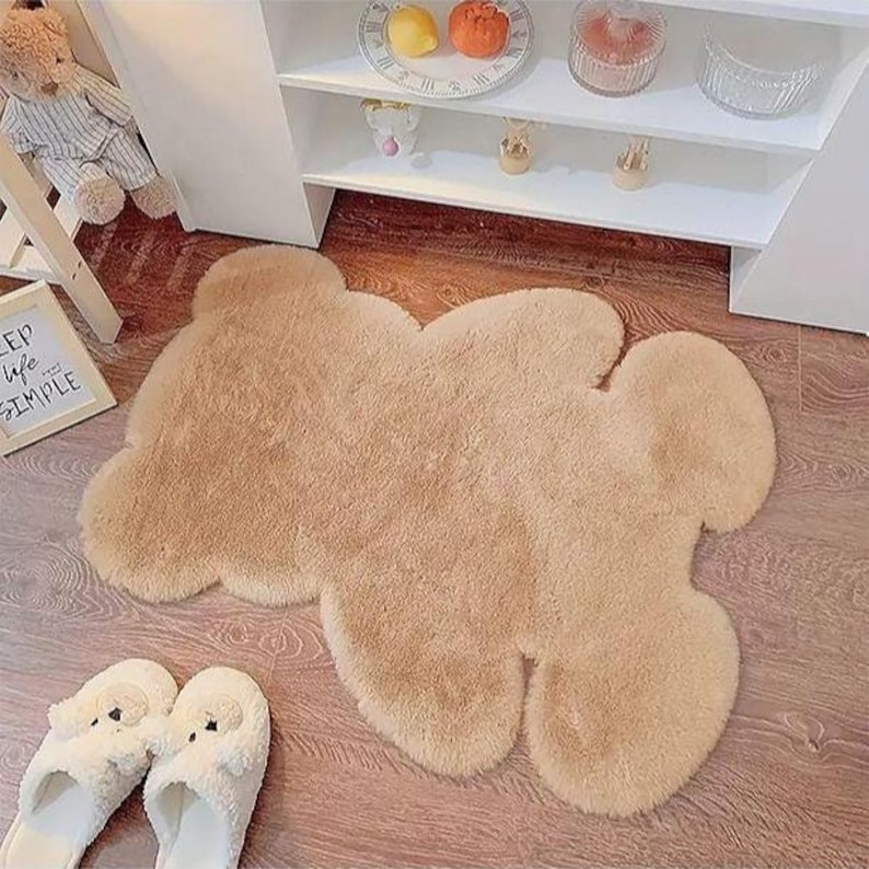 Soft Camel Bear Rug, Bear Shaped Plush Animal Carpet for Baby Nursery ...