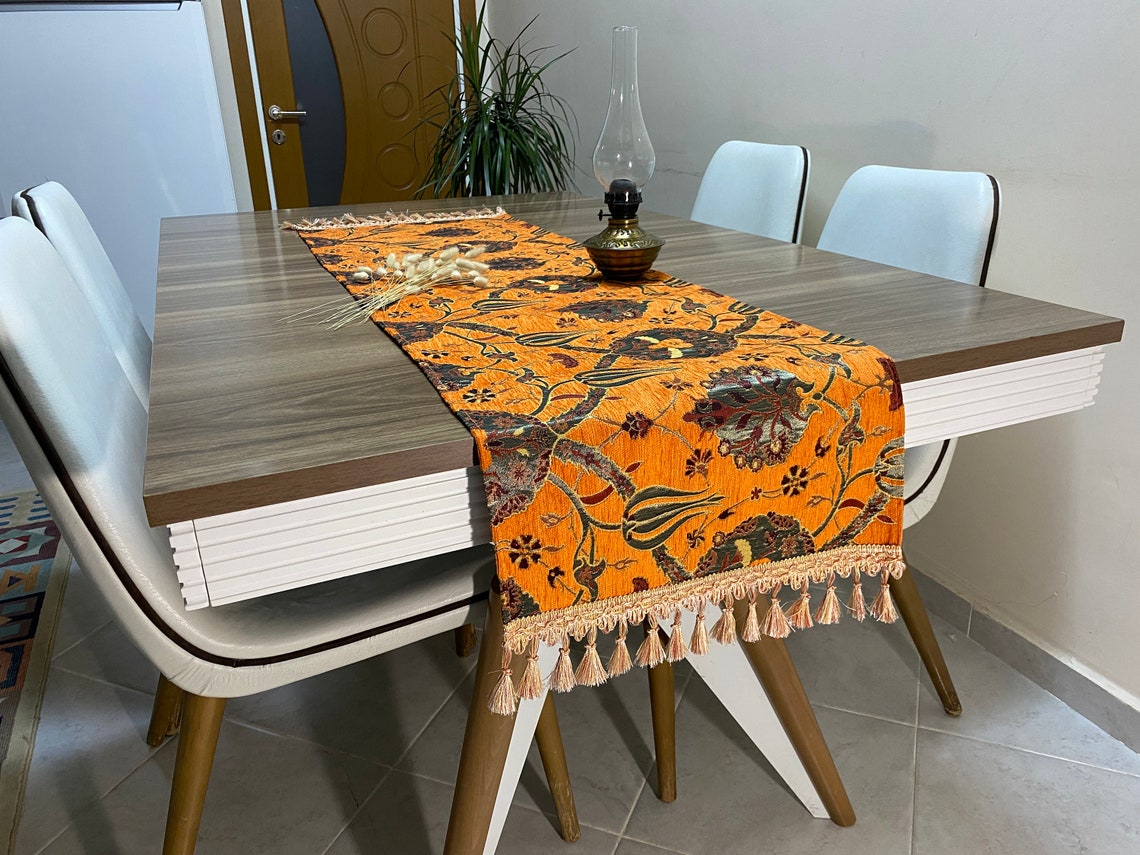 Orange Turkish Table Cloth Runner Tulip Traditional Turkish - Etsy