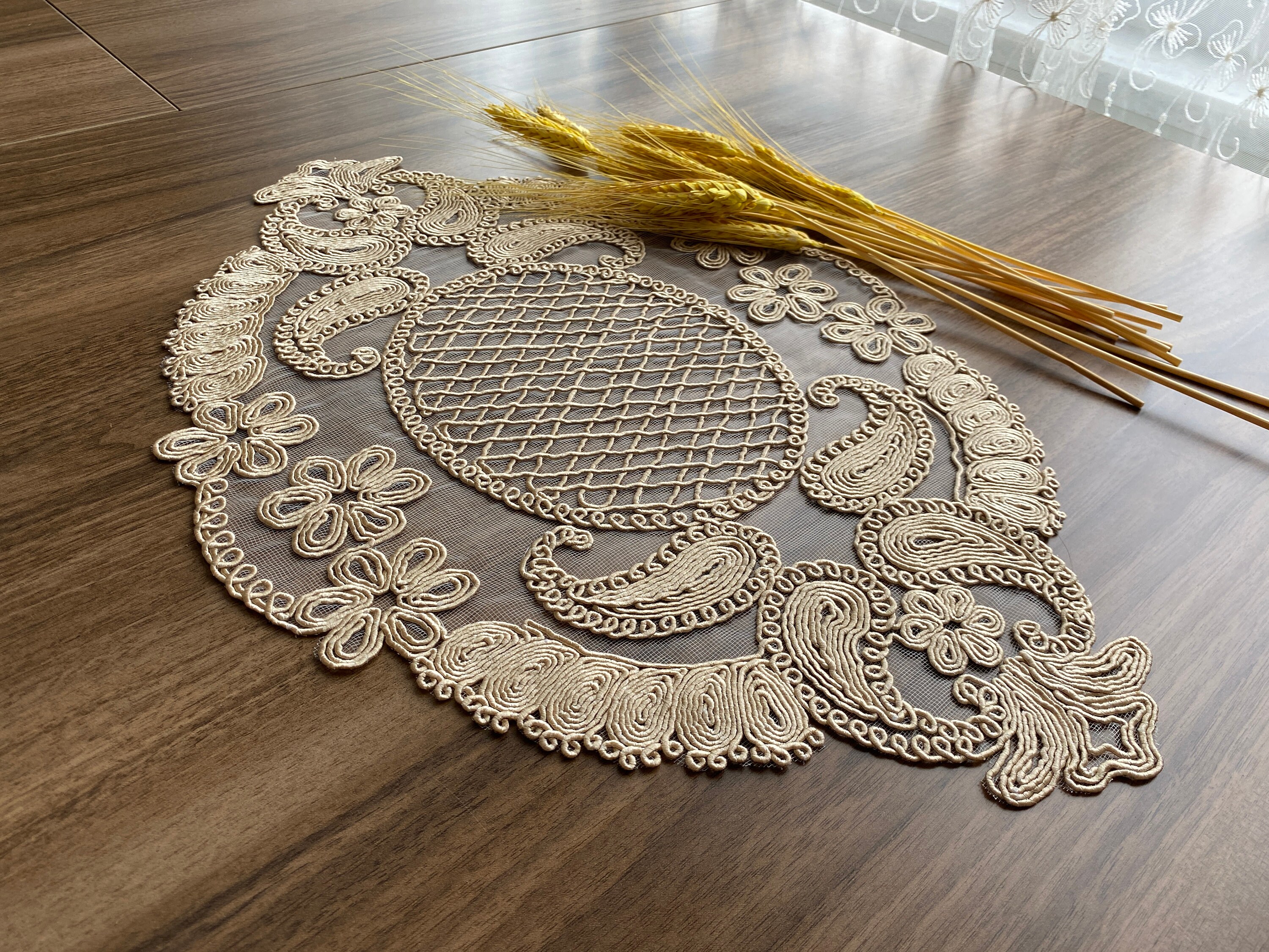Cappuccino French Lace Doily Placemats,vintage Velvet Lace Placemats ...