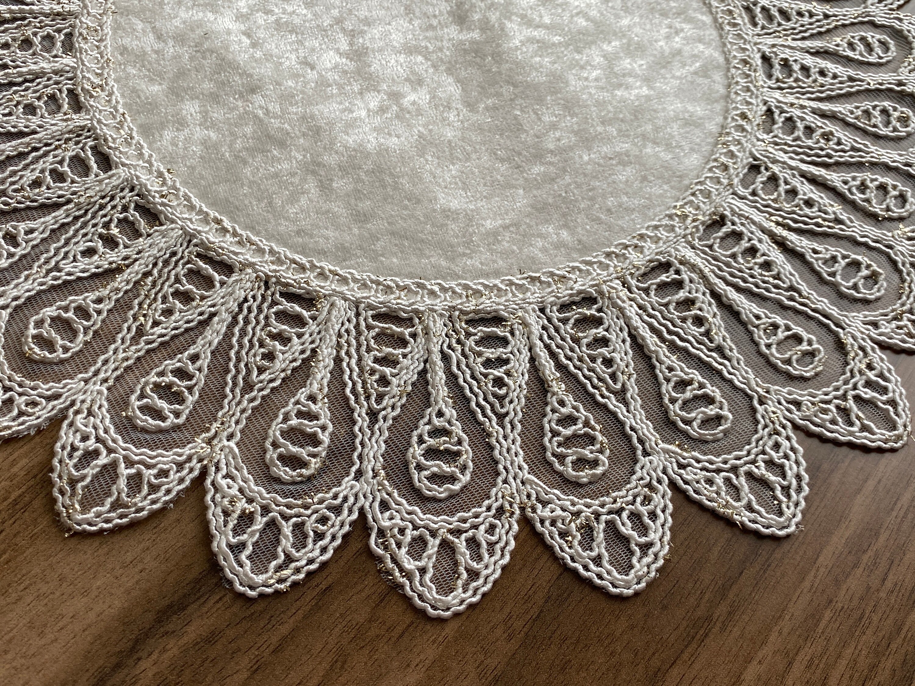 Cream French Lace Doily Placemats, Vintage Velvet Lace Placemats ...