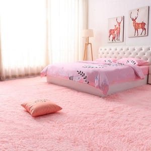 Luxury Fluffy Pink Shag Rug: Plush Area Rug for Bedroom, Cozy Floor ...