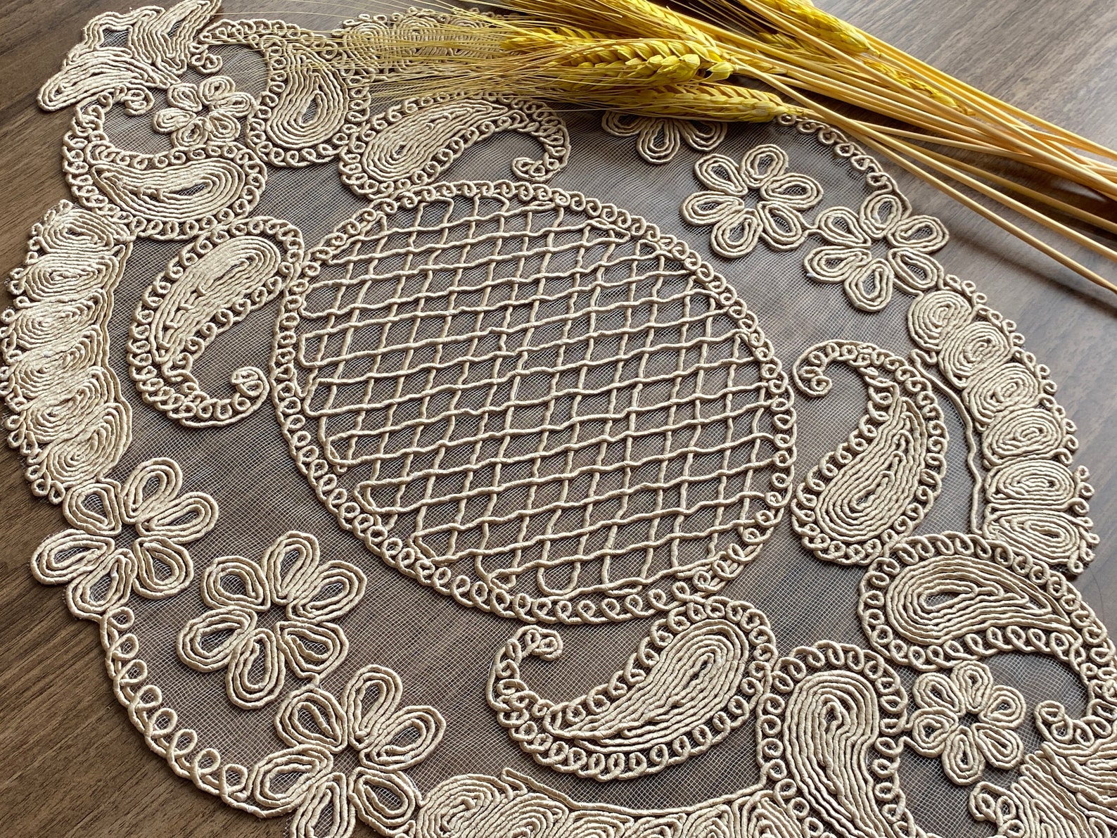 Cappuccino French Lace Doily Placemats,vintage Velvet Lace Placemats ...