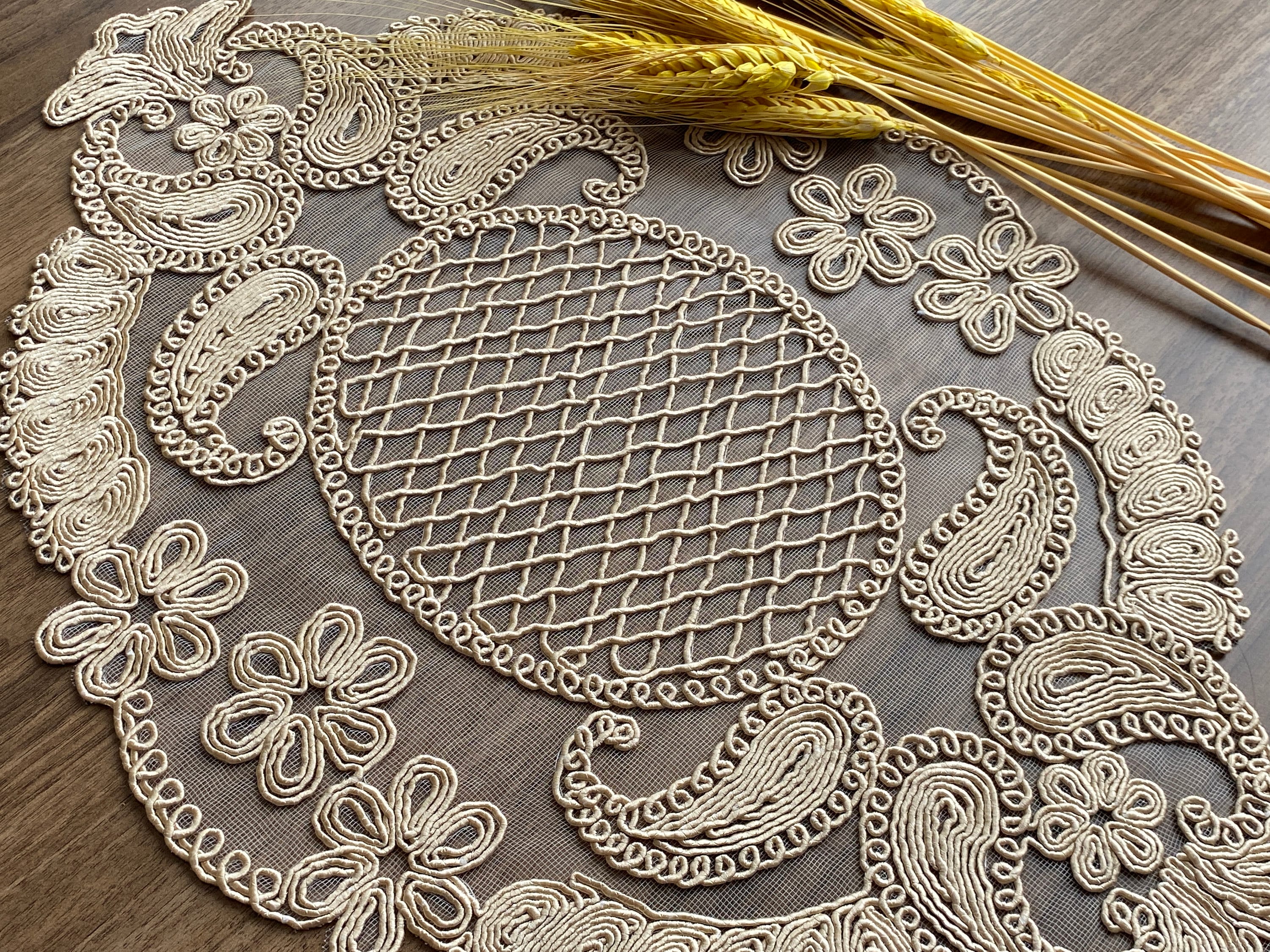Cappuccino French Lace Doily Placemats,vintage Velvet Lace Placemats ...