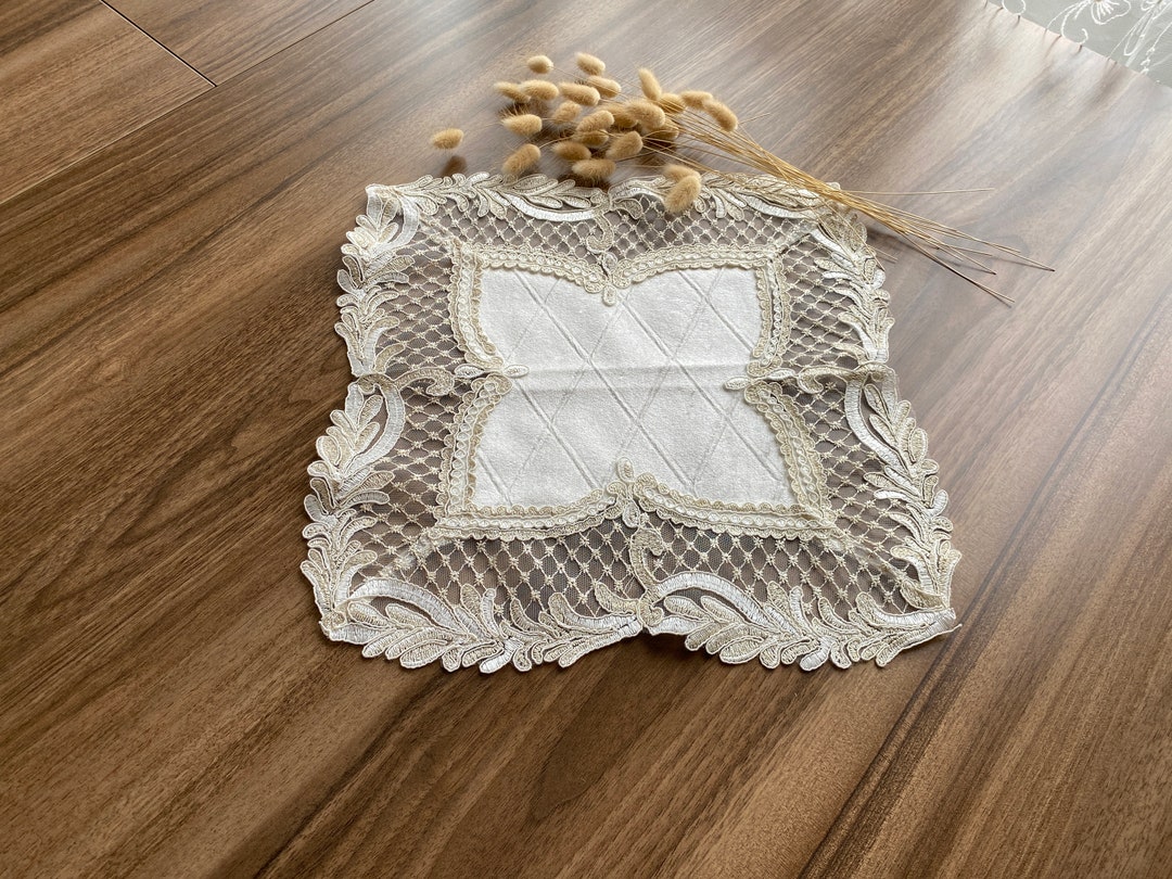 Cream French Velvet Lace Doily Placemats, Vintage Lace Placemats ...