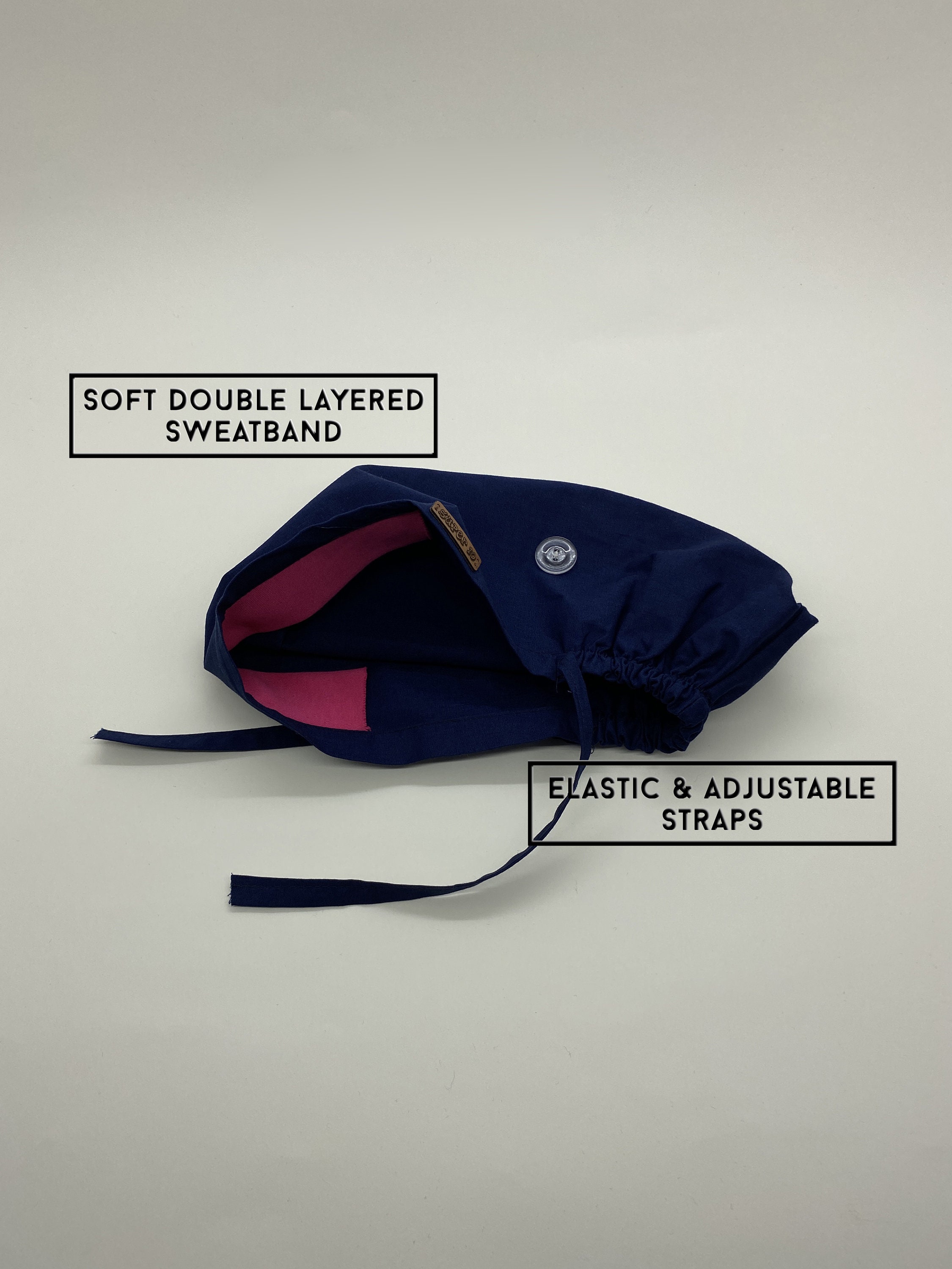 Medical Scrub Cap With Buttons, Medical Print Surgical Scrub Cap With ...