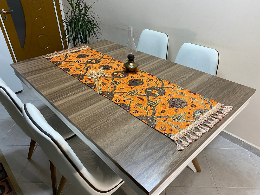 Orange Turkish Table Cloth Runner, Tulip Traditional Turkish Table ...