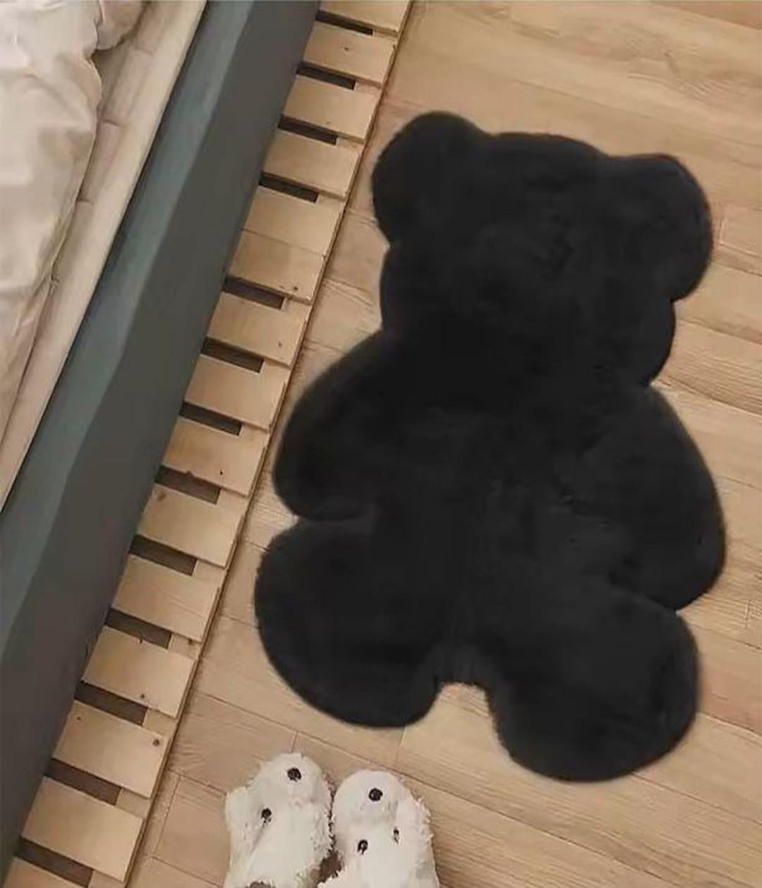 Modern Black Teddy Rug, Full Body Bear Shaped Plush Carpet for Children ...